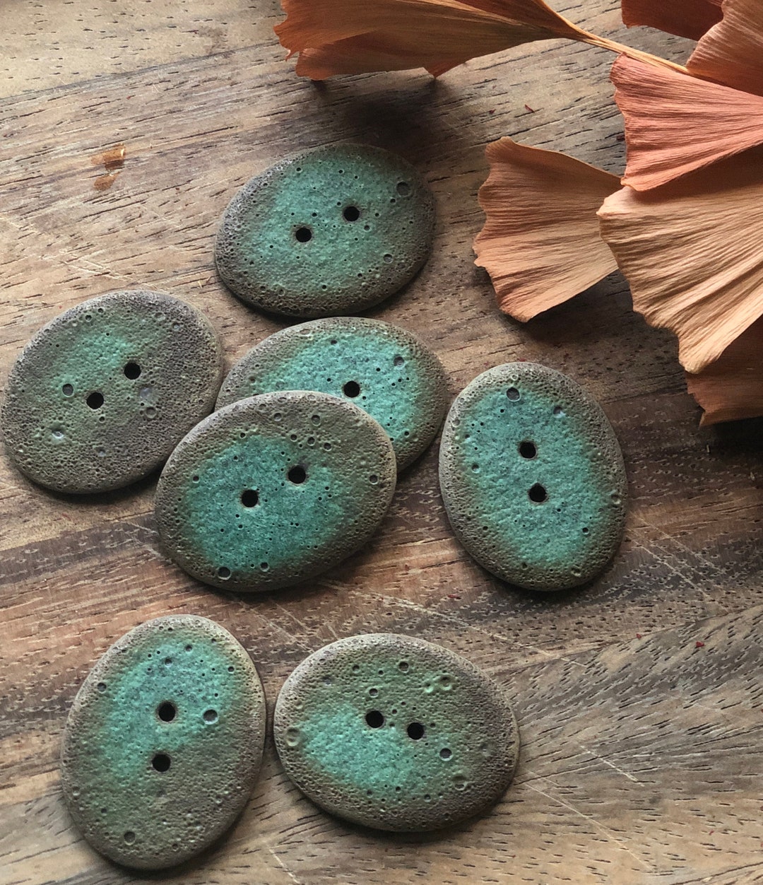 Copper Patina Oval Buttons-artisan Buttons-copper Green Buttons-pottery ...