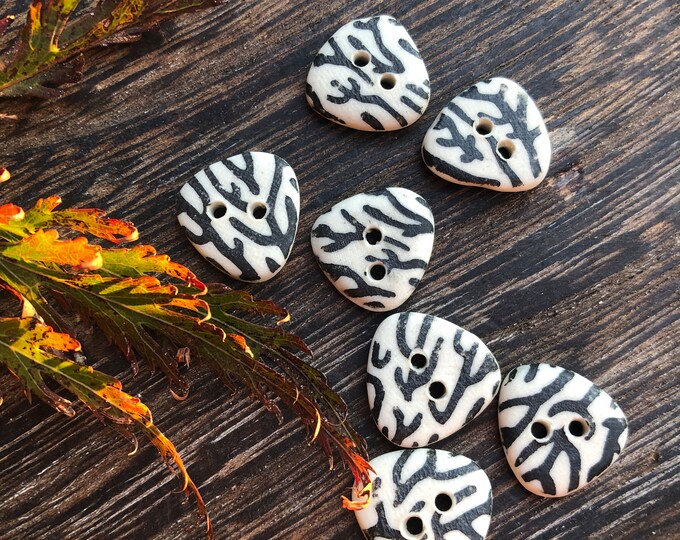 Set of 7 Porcelain Triangle Buttons-artisan Button-ceramic Button ...