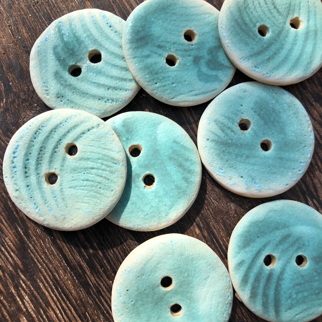 Iceberg Buttons-handmade Porcelain Button-turquoise Button-pottery ...
