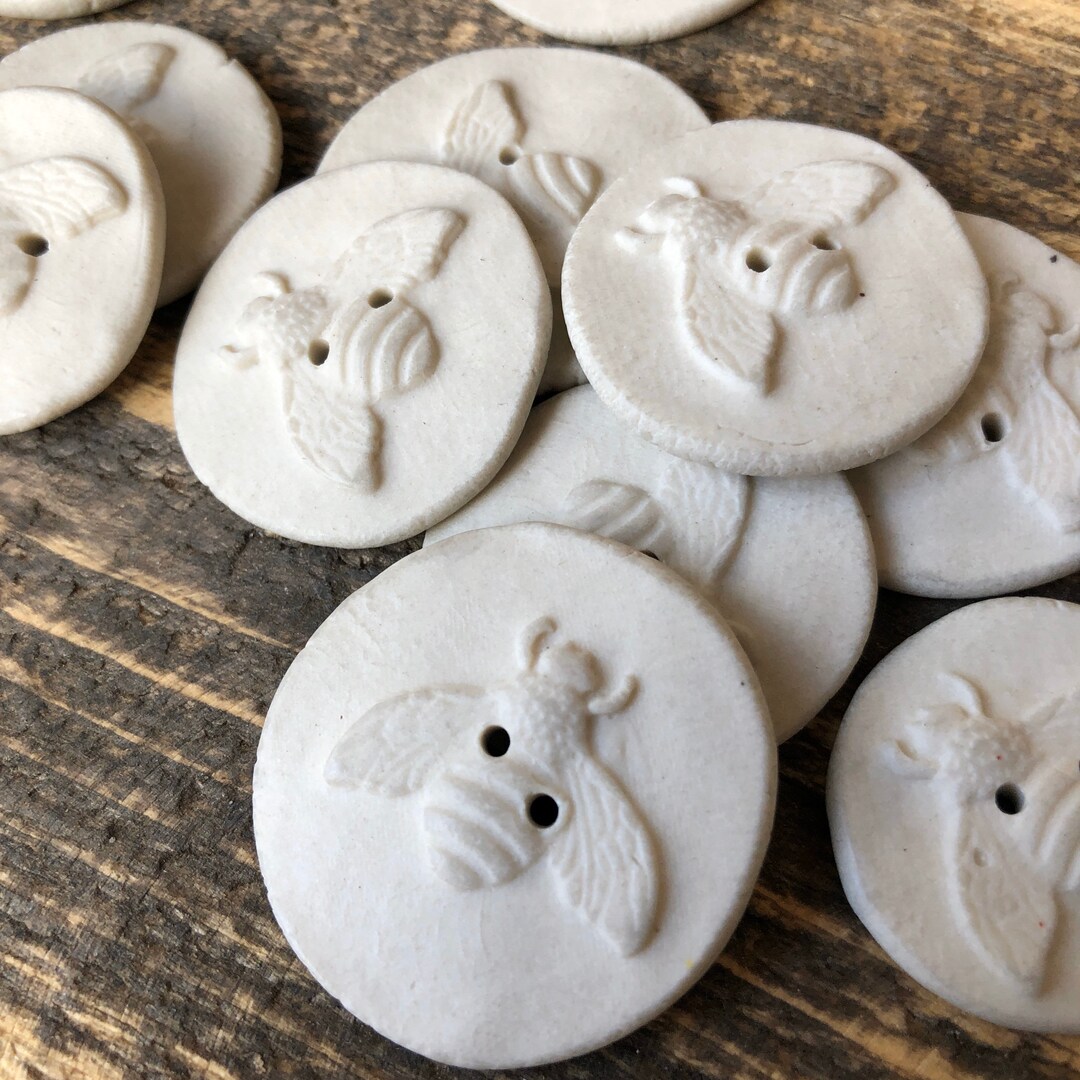 Ivory Bee Porcelain Artisan Buttons-ceramic Buttons-pottery Button-bee ...