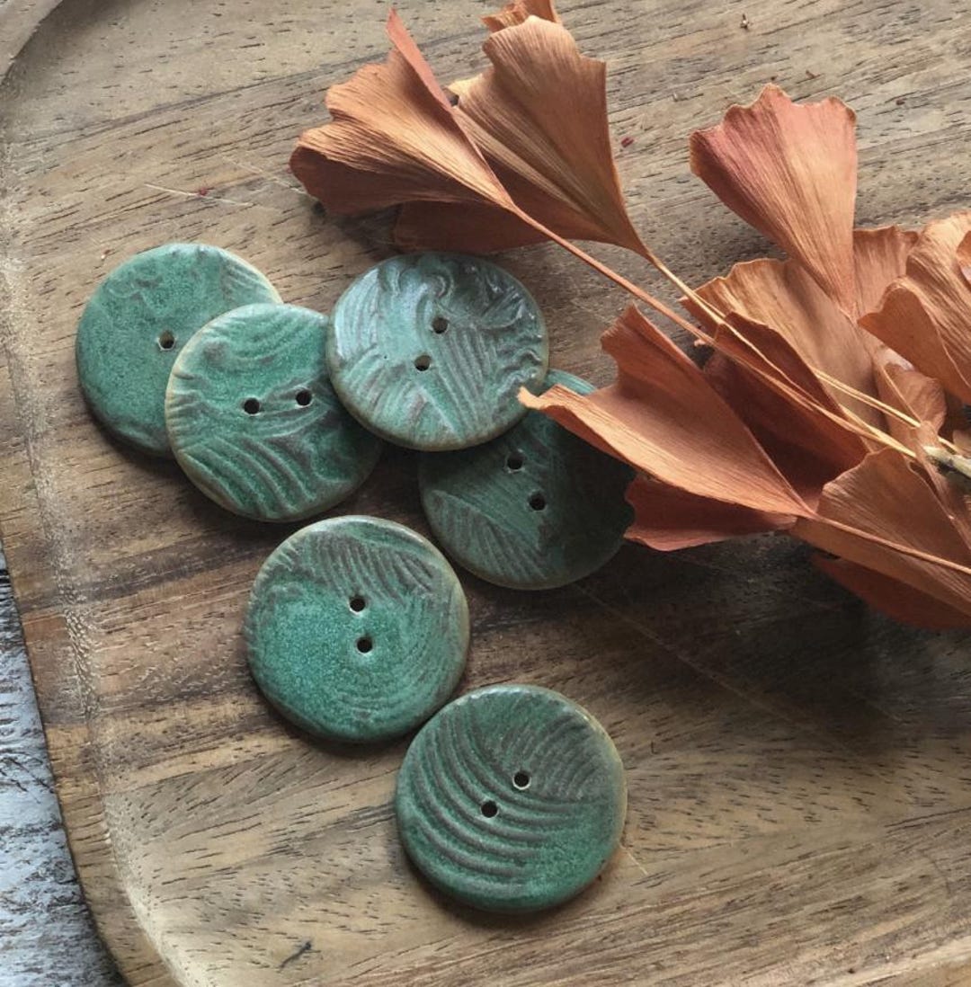 Turquoise Wave Artisan Button-statement Artisan Button-large Green ...