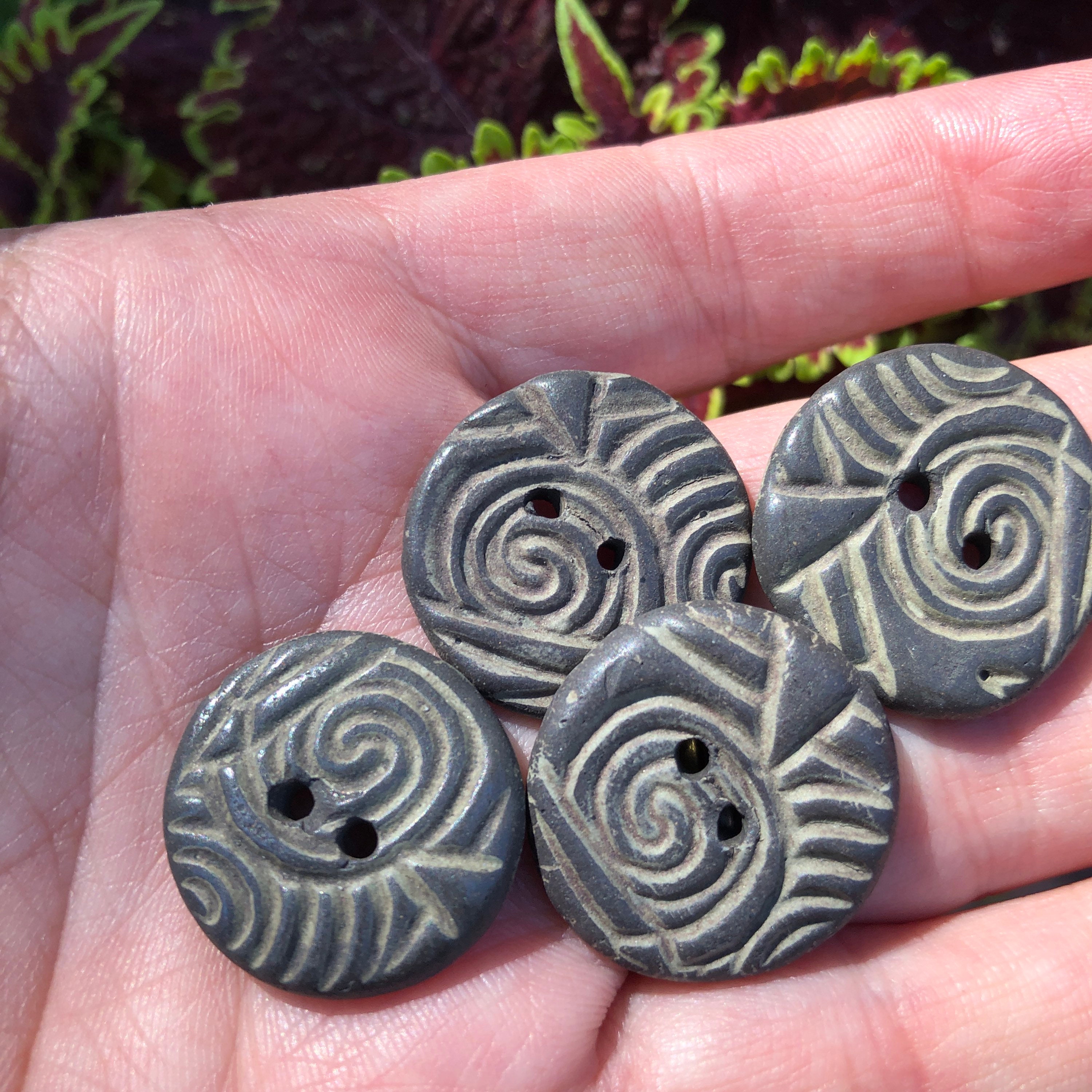Sotha Grey and Black Swirl Artisan Buttons-set of 4 buttons-statement ...