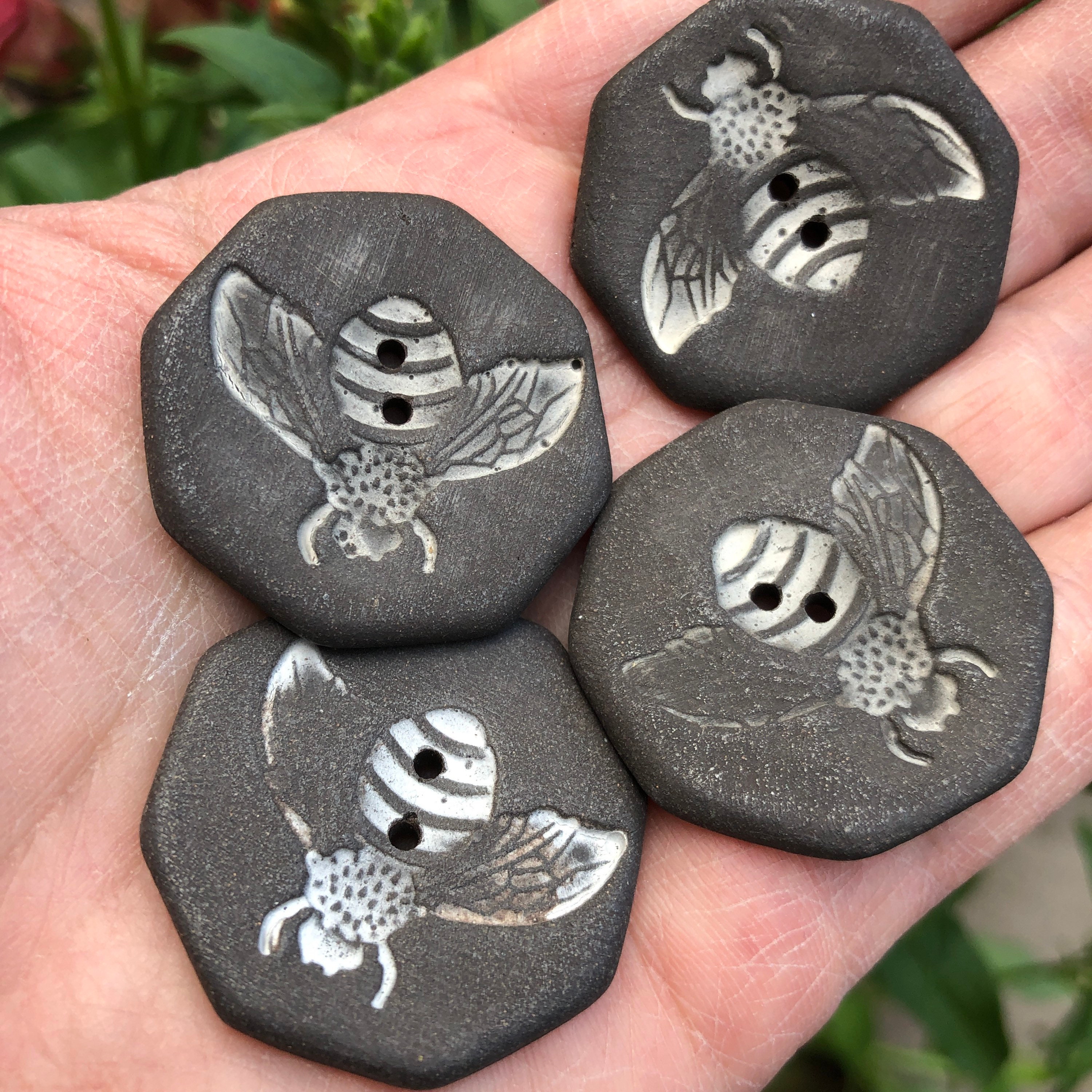 Hexagon Ghost Bee Buttons-Artisan Buttons-Handmade Buttons-unique ...