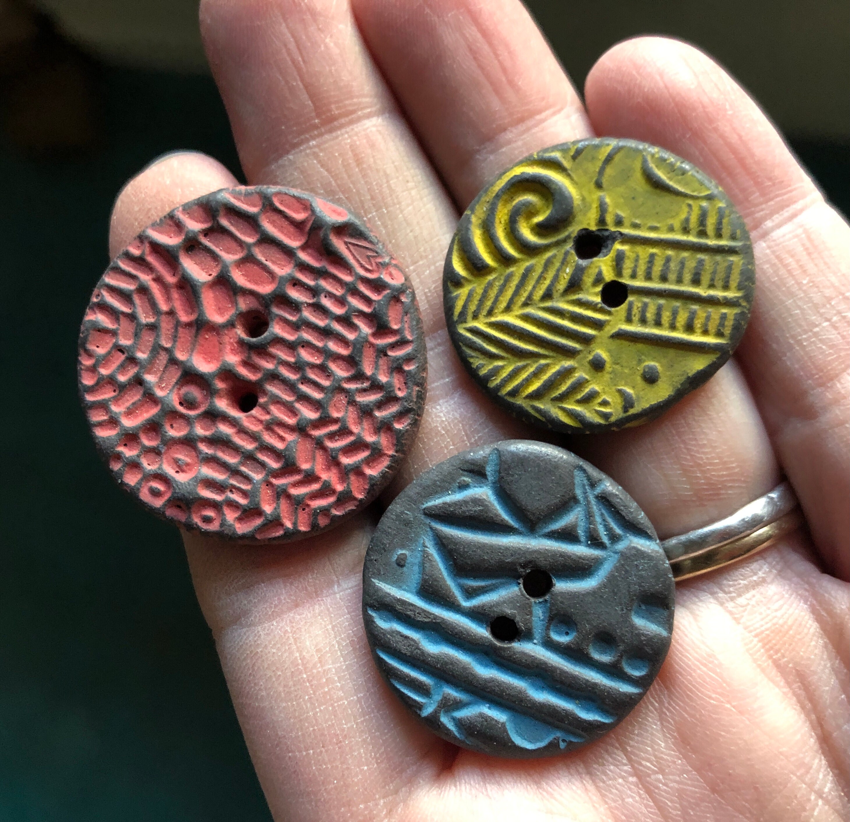 Rustic Artisan Buttons-set of 3-Colourful buttons-Handmade buttons ...