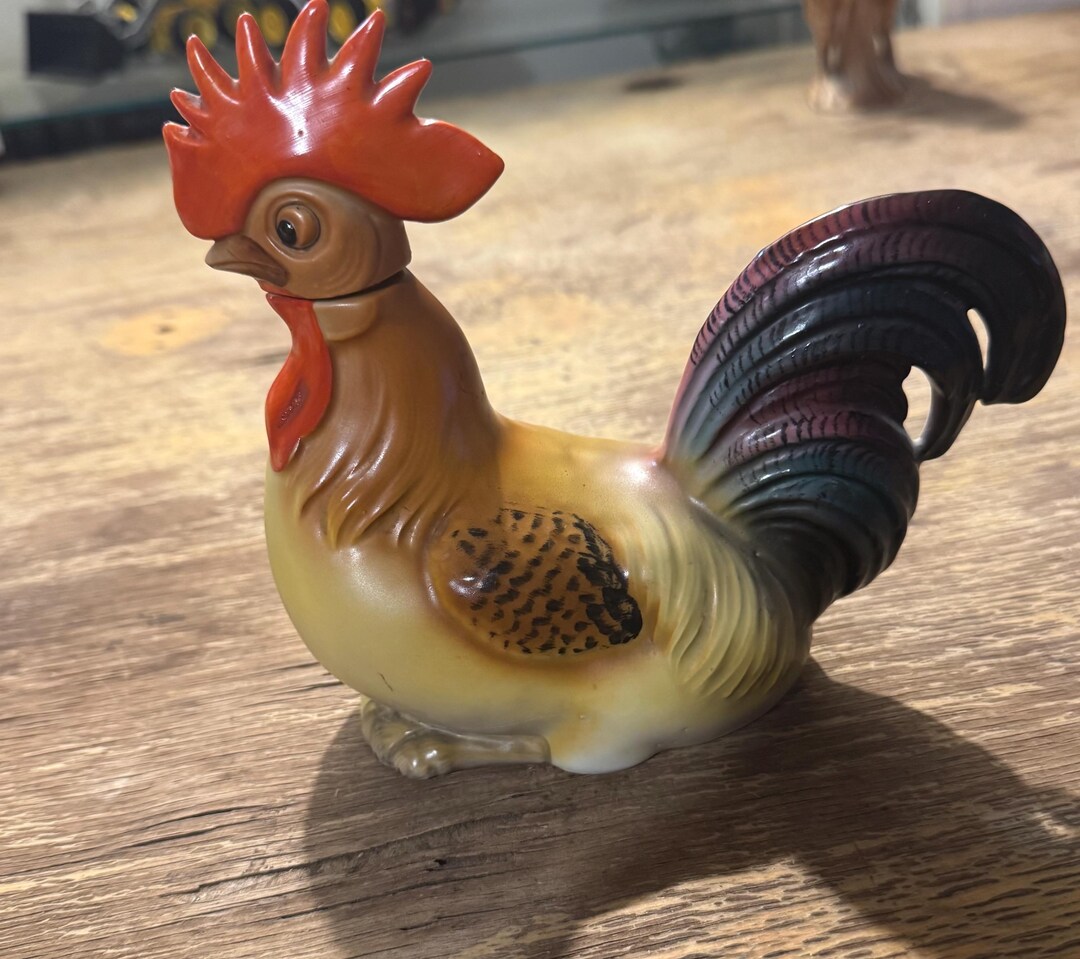 Vintage Small Rooster Chicken Decanter Cork Head Farmhouse Home Decor ...