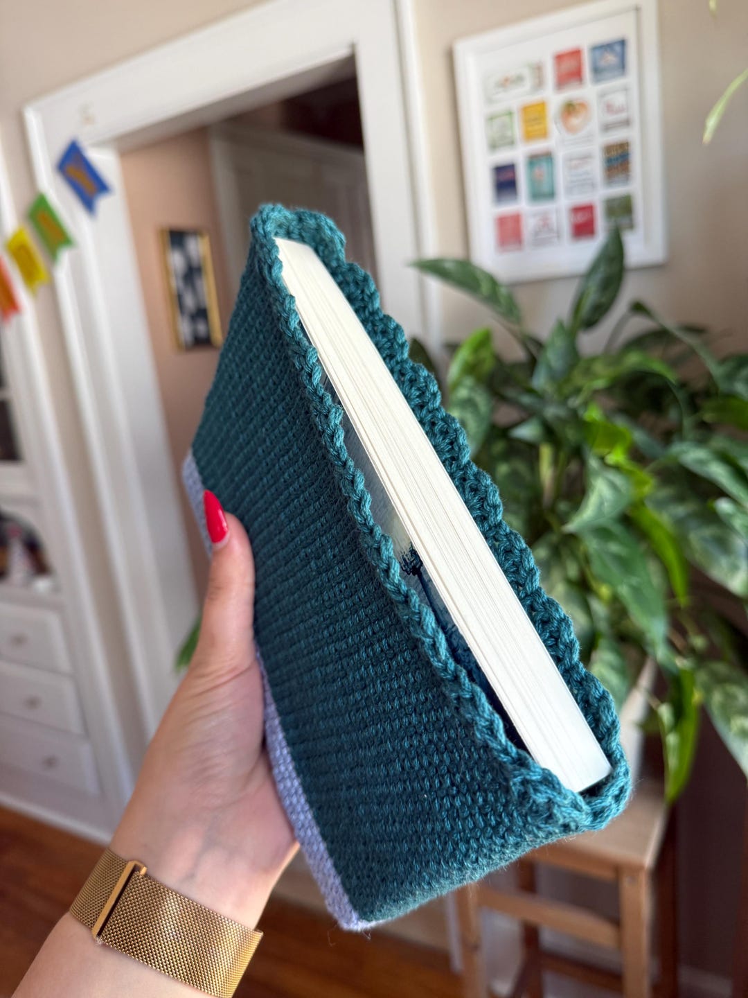 Crocheted Book Sleeve | Book Cover, Crochet Book Cover, Durable Book ...