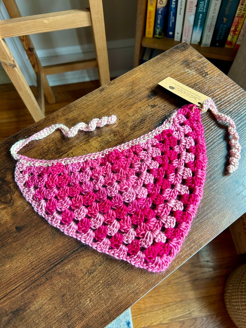 Crocheted Bandana | Granny Square Bandana, Accessories, Handmade ...