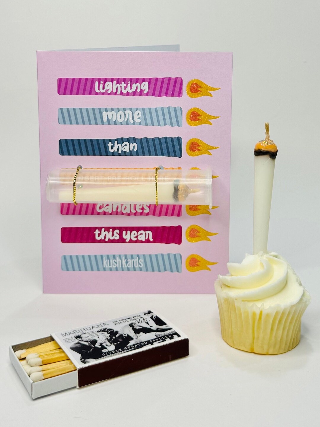 Joint Cake Candle With Kush Birthday Card and Matches Spliff Stoner ...