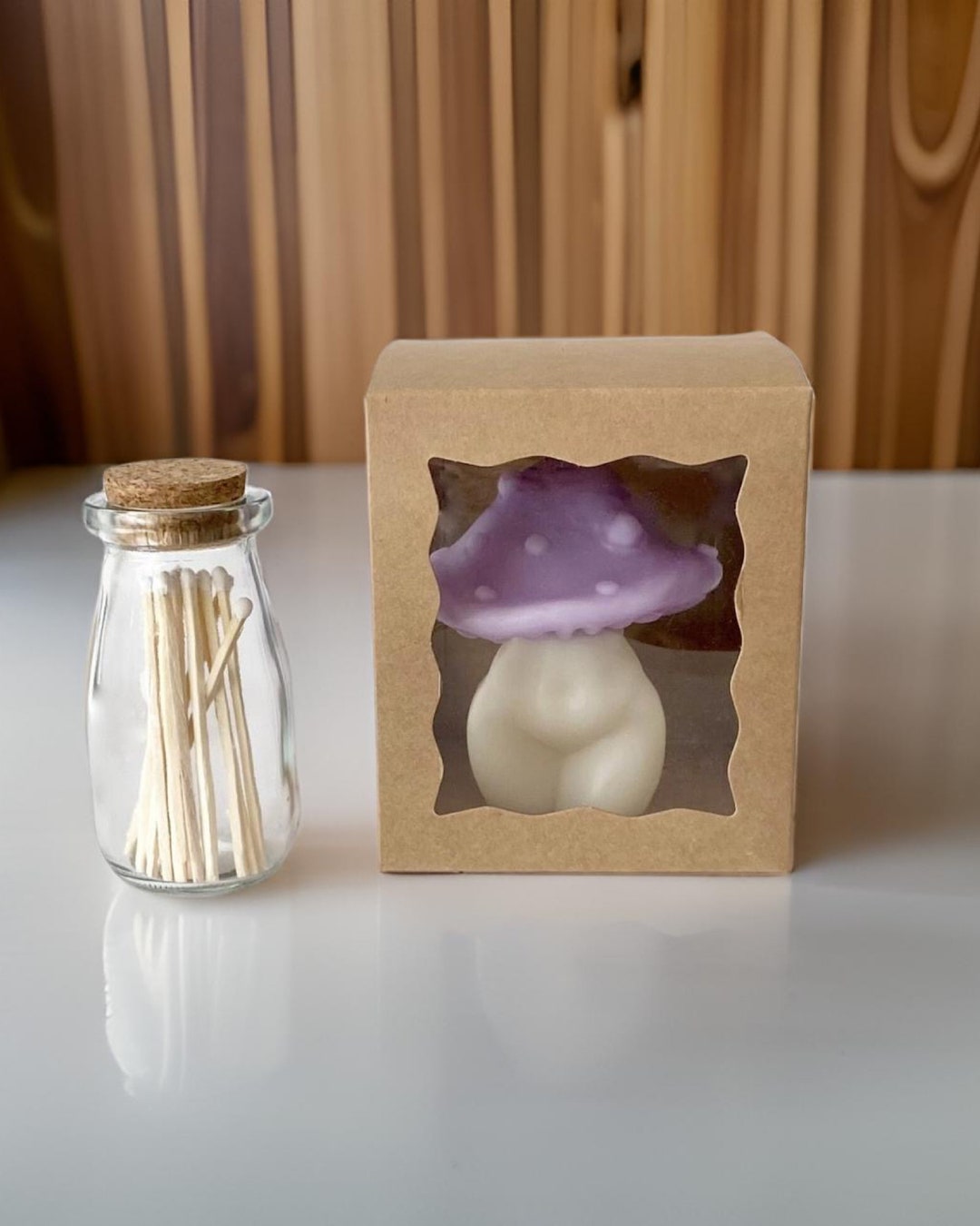 Mushroom Candle Lilac Psychedelic Woman Sculpture Soy Wax and Hemp Wick ...