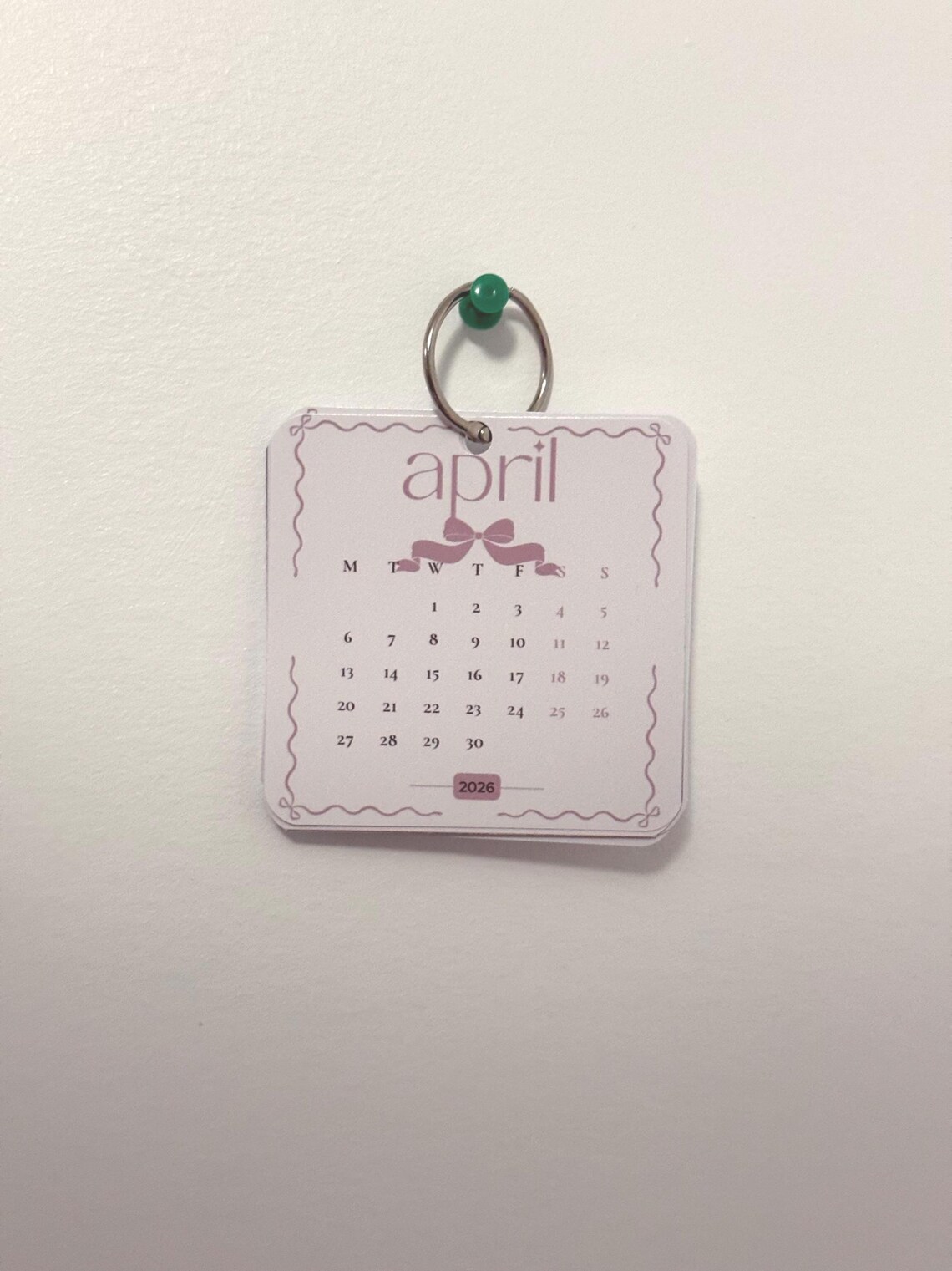 2026 Mini Calendar Pink Coquette Bow 12 Month Calendar | Aesthetic Desk ...