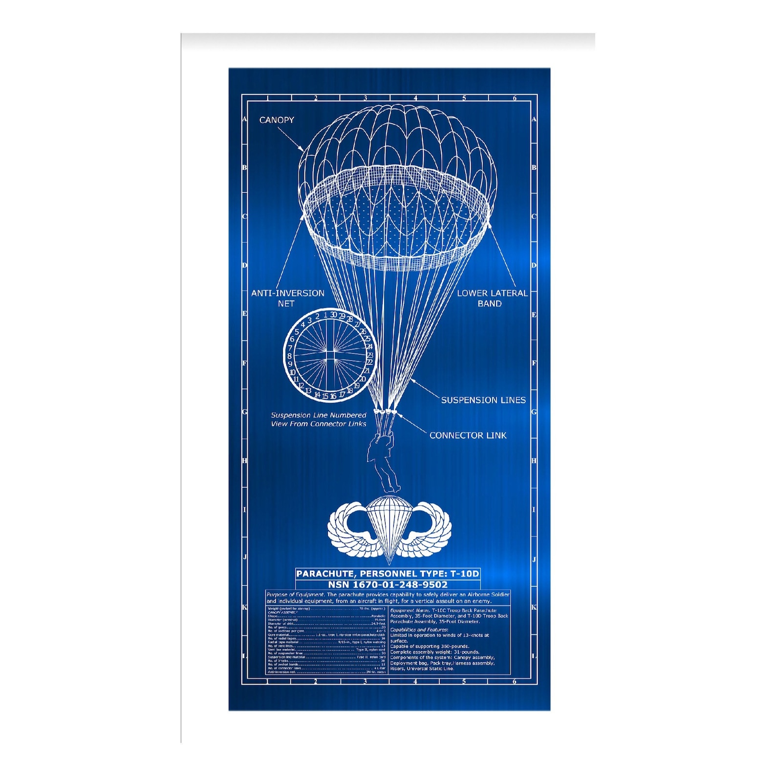 Parachute, Army Airborne, Metal Print, T10-D With Airborne Wings 6x12 ...