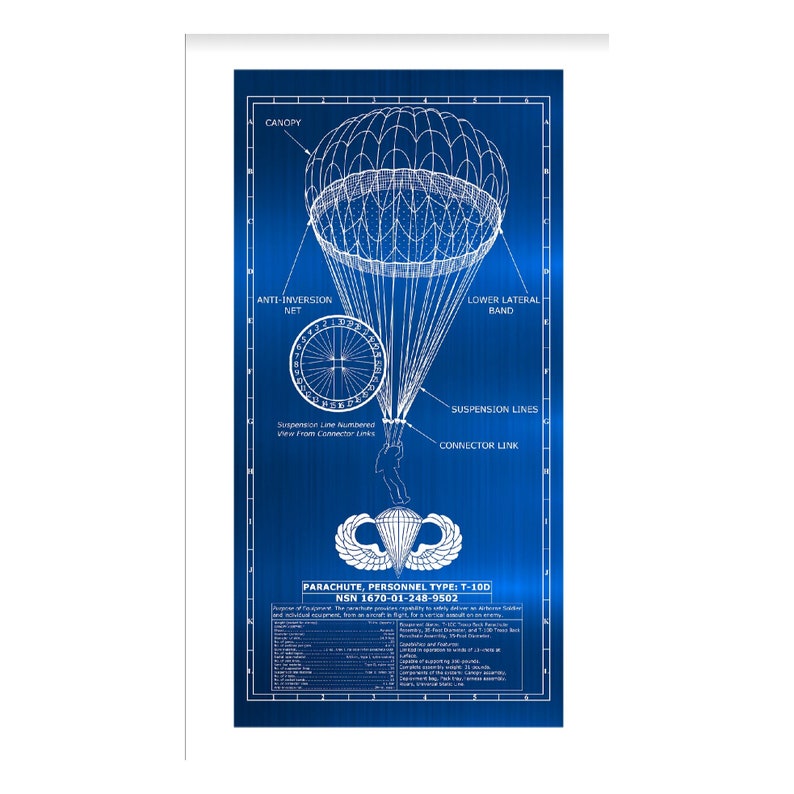 Parachute, Army Airborne, Metal Print, T10-D With Airborne Wings 6x12 ...