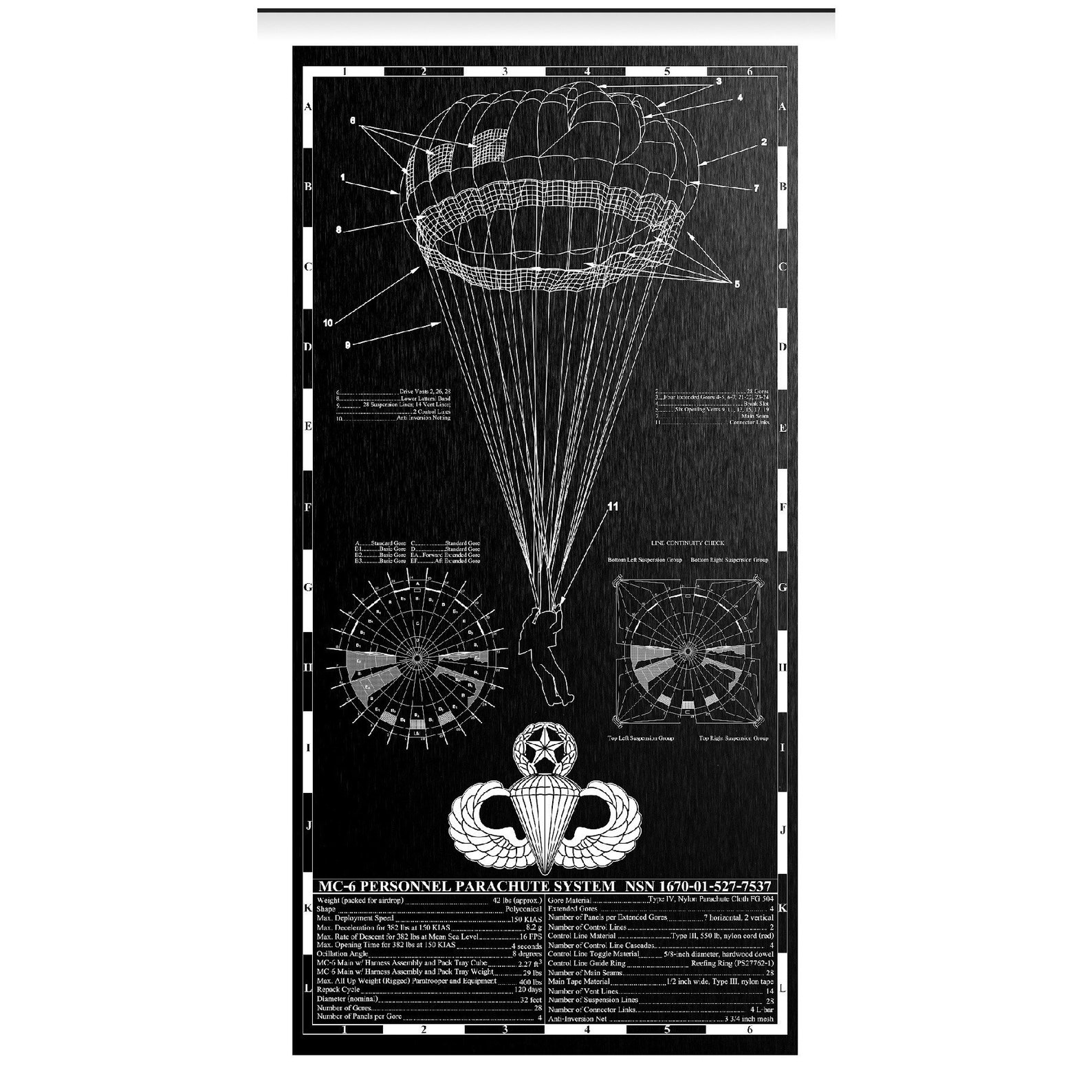 Parachute, Army Airborne, Metal Print, MC-6 With Airborne Wings 12x24 ...
