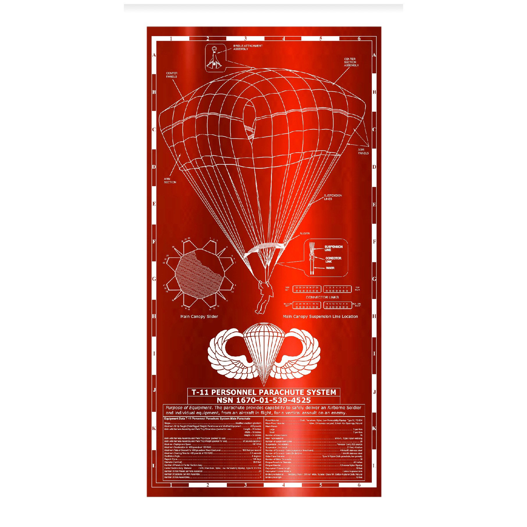 Parachute, Army Airborne, Metal Print, T11 Main With Airborne Wings ...