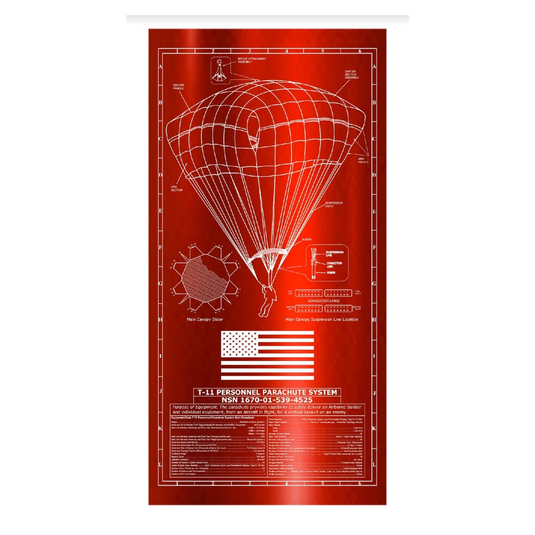 Parachute, Army Airborne, Metal Print, T11 Main With American Flag 6x12 ...