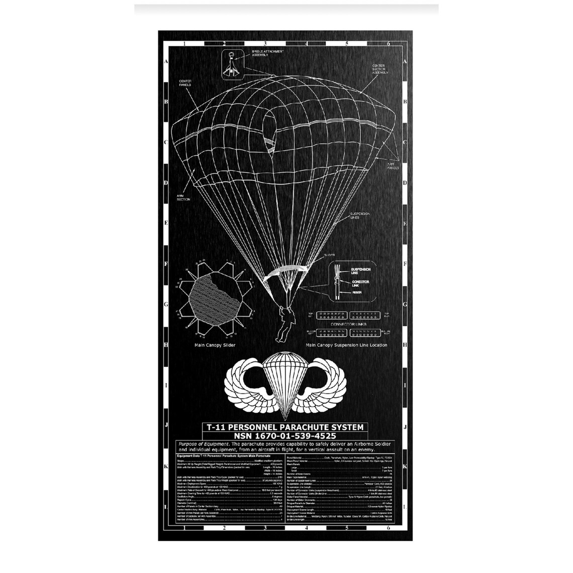 Parachute, Army Airborne, Metal Print, T11 Main With Airborne Wings ...