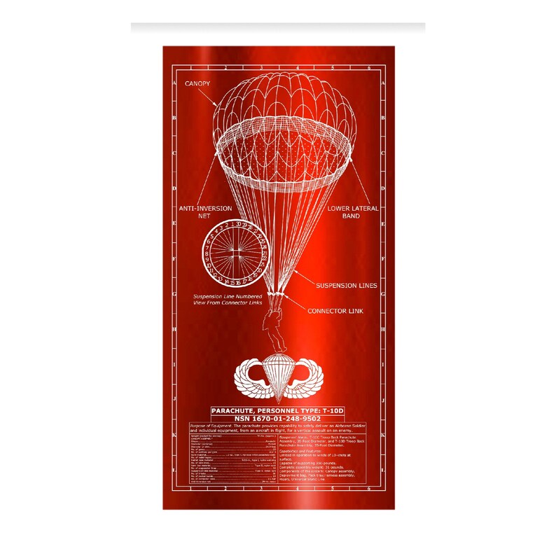 Parachute, Army Airborne, Metal Print, T10-D With Airborne Wings 6x12 ...