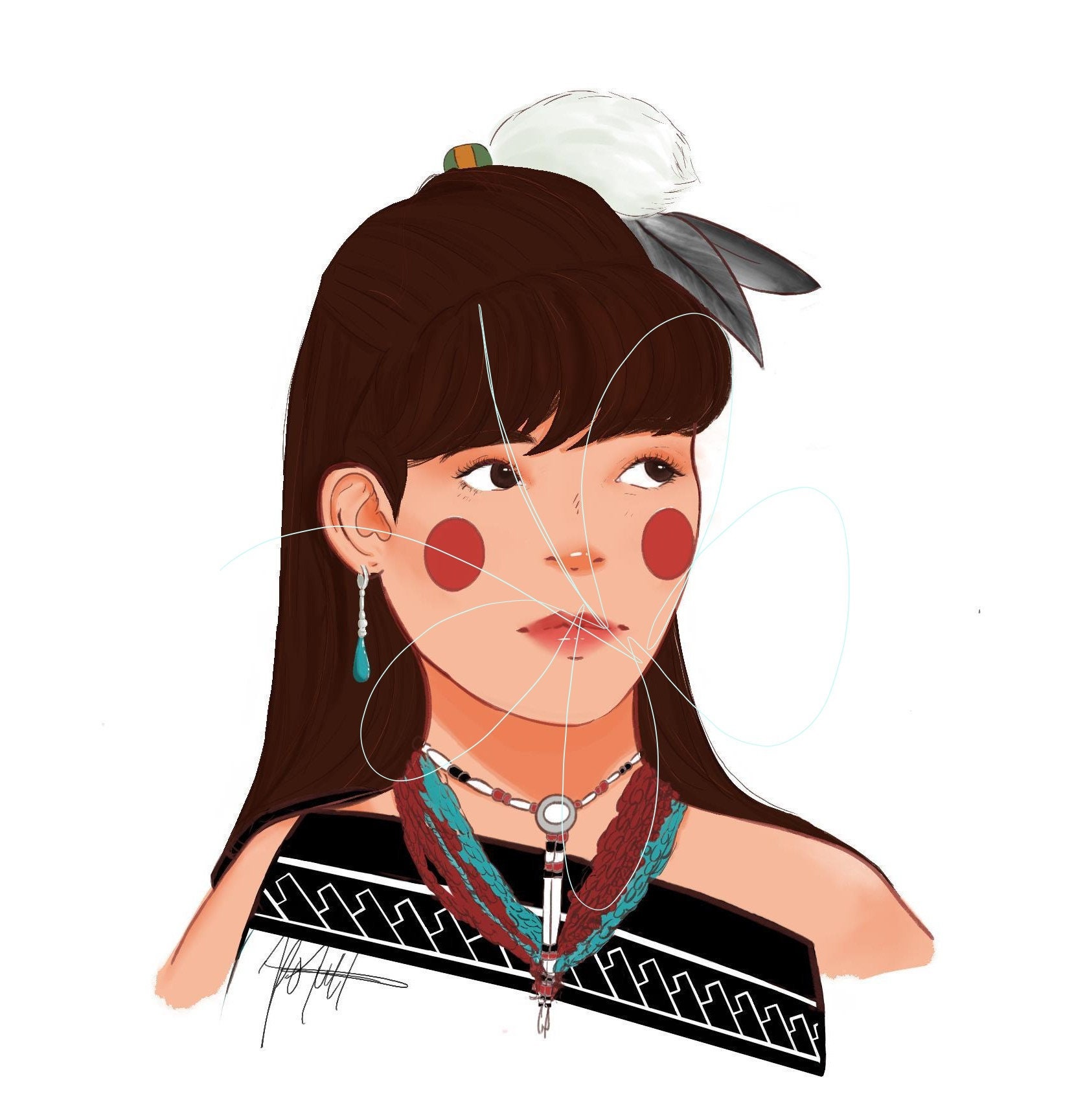 Native American Girl Sticker Pueblo Indigenous Artist Gift - Etsy