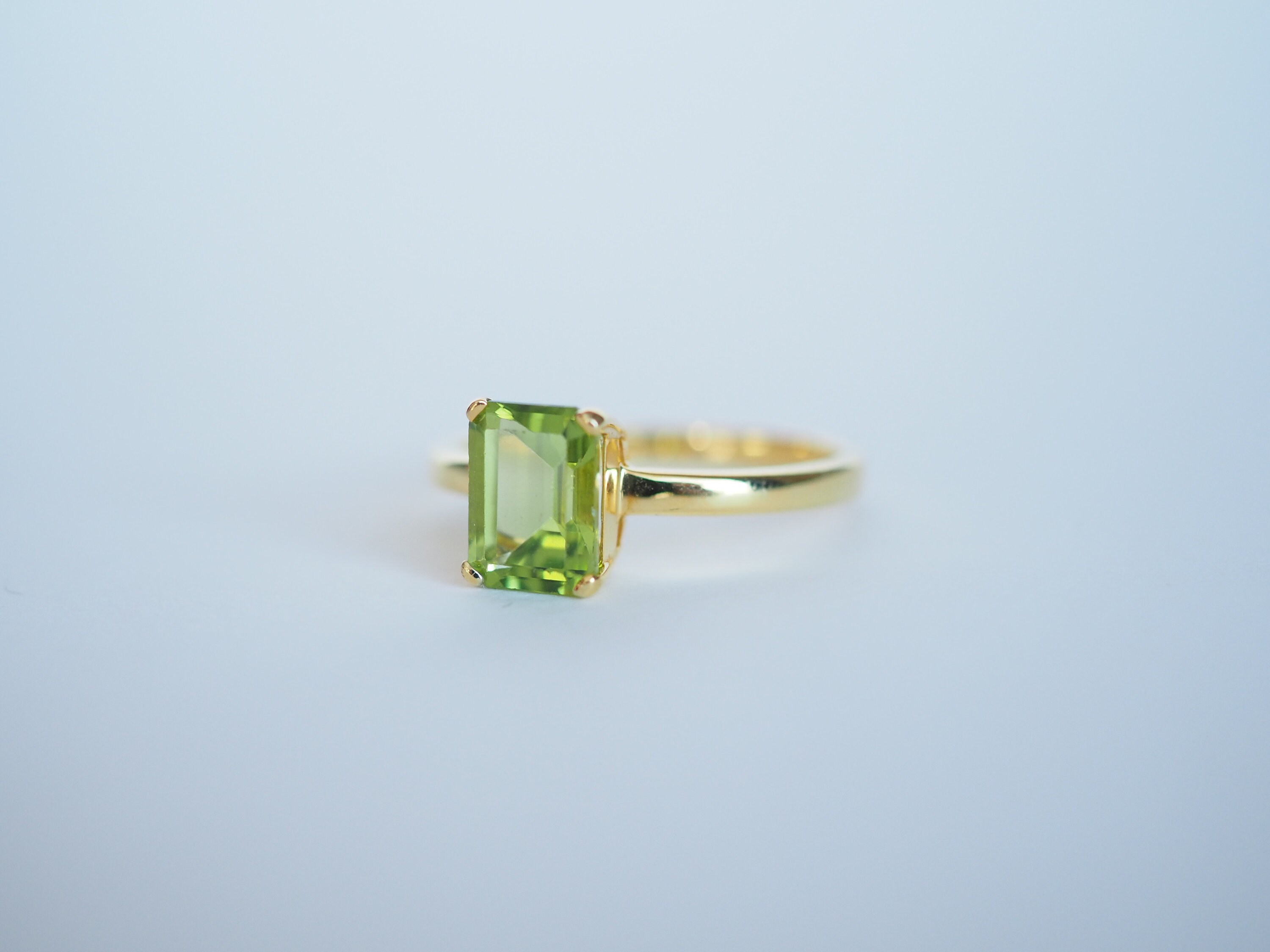 14K/18K Solid Yellow Gold Vintage Emerald Cut Peridot - Etsy