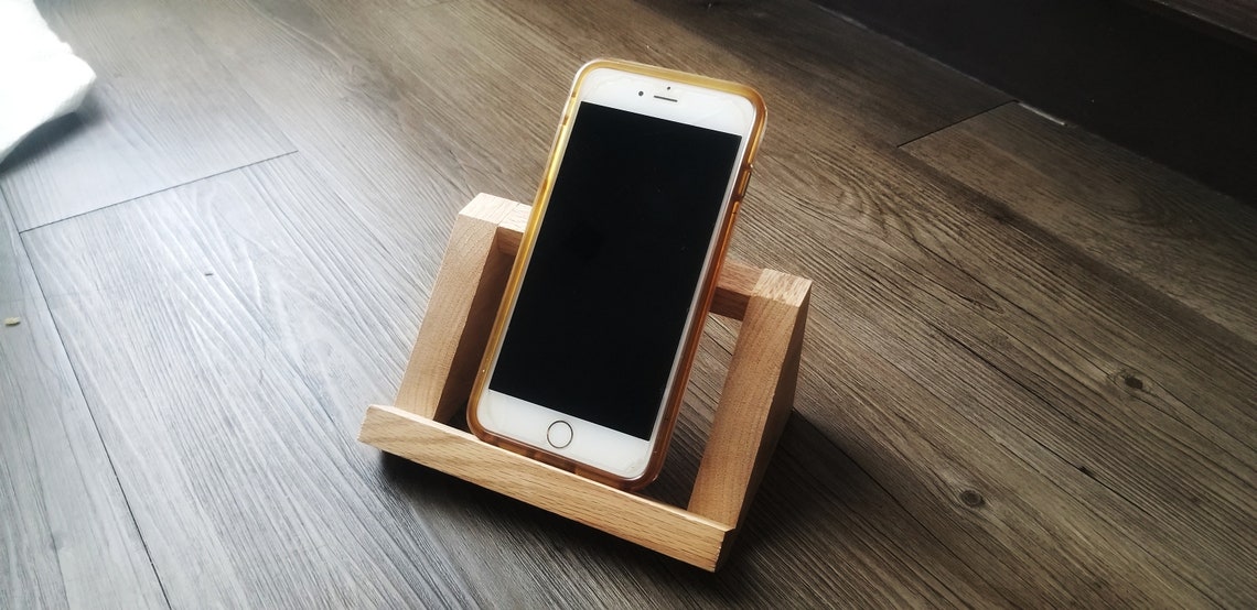 Unique Handmade Oak Phone Stand for Desk Modern Charging - Etsy