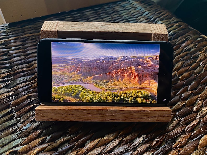 Unique Handmade Oak Phone Stand for Desk Modern Charging - Etsy