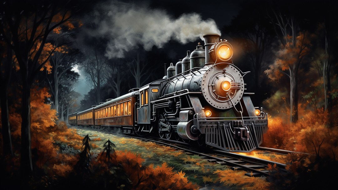 American Train Spooky Halloween Digital Download Water Color - 4K Ultra ...