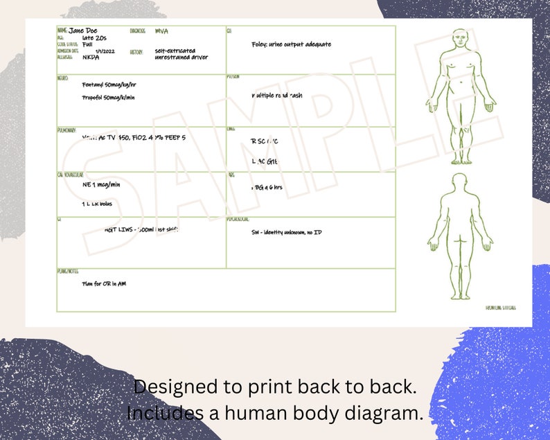 ICU Brain/flowsheet Instant Download - Etsy