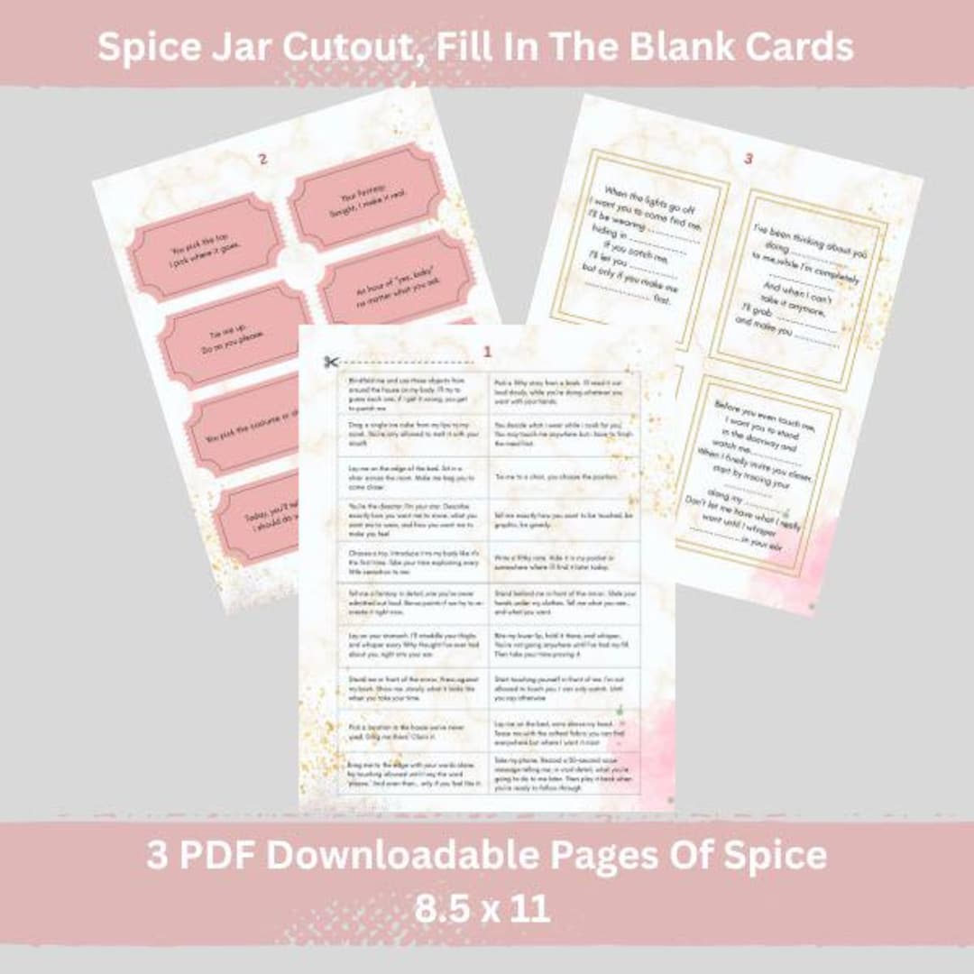 Couples Spicy Printable Bundle, Spice Jar Dare Prompts, Golden Ticket ...