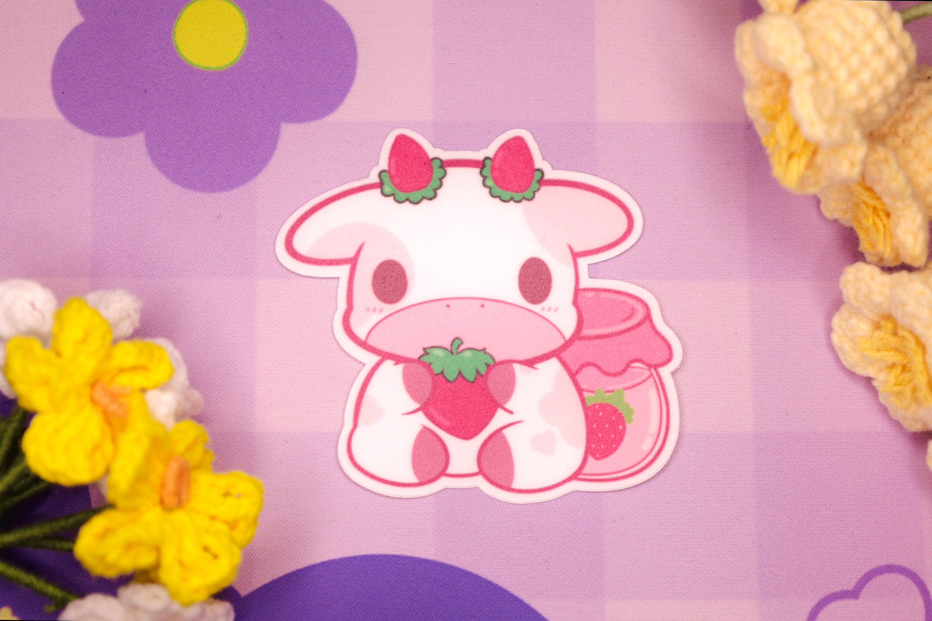 Strawberry Cow and Flavored Cows Waterproof Sticker/ Kawaii/ - Etsy