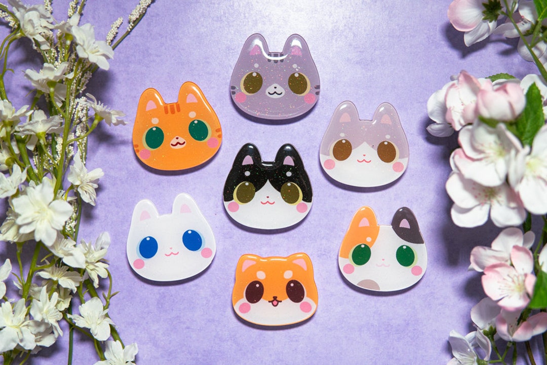 V.9 Cute Kitty Grips/ Kawaii Grip/ Acrylic Cat Grips/ Shiba Inu Glitter ...