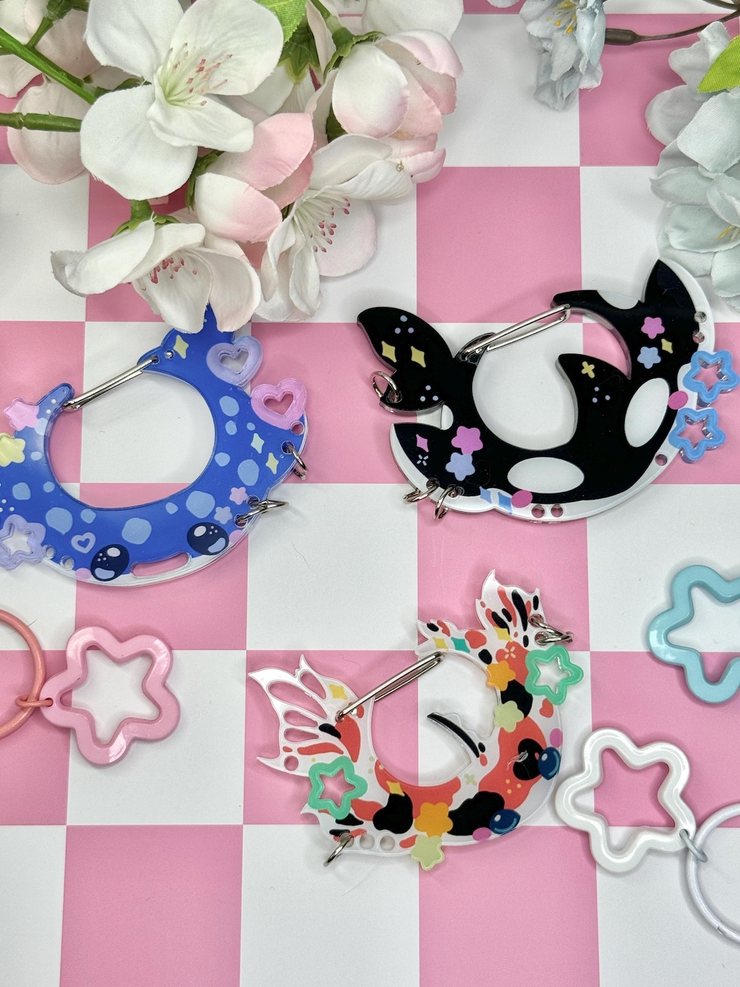 C.1 Koi Fish Acrylic Carabiner | Kawaii Whale Carabiner| Ribbon Cute ...