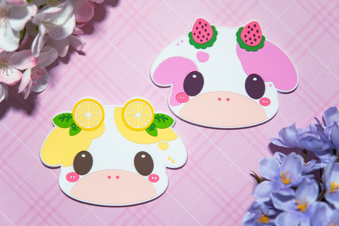 Cow Coaster, Cute Coaster, Strawberry Cow, Lemon Cow, Cute Cow Coaster ...