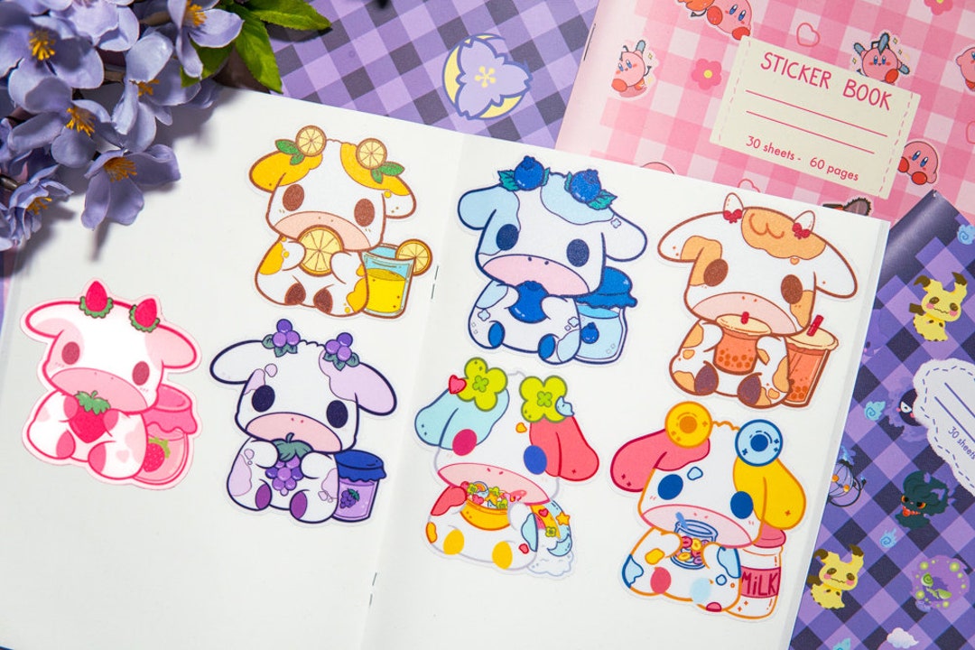 Strawberry Cow and Flavored Cows Waterproof Sticker/ Kawaii/ Weather ...