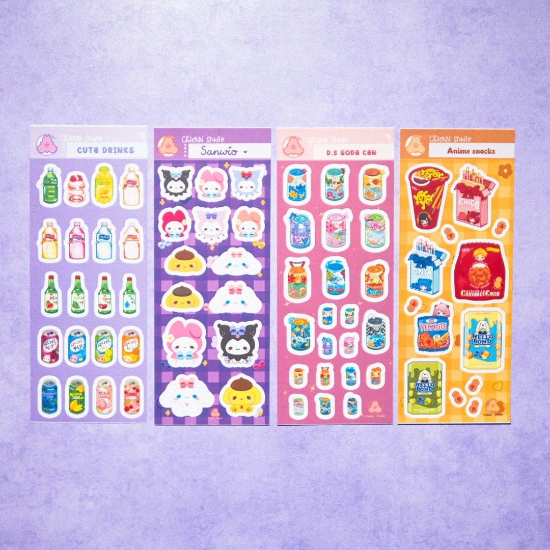 Cute Animal Sticker Sheets/ Food and Snacks Sticker / Kawaii Yummy ...