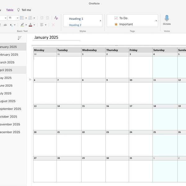 Onenote 2024 2025 Calendar - Etsy
