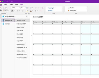 Editable Onenote 2025 Calendar, Monthly Planner, Digital Planner ...