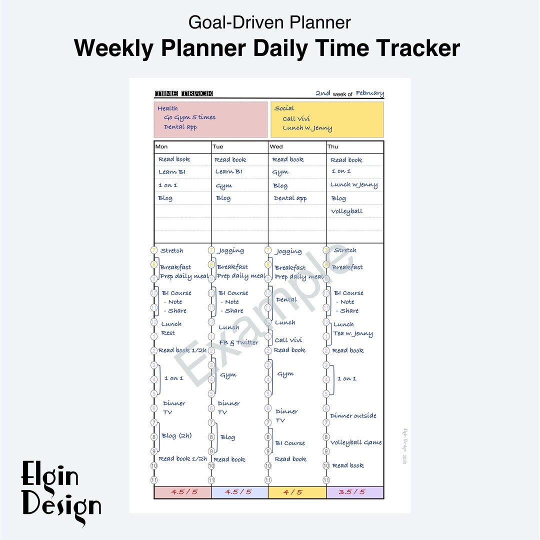 Weekly Planner Insert: Time Tracker, A4 A5 Letter Sizes (PDF Download ...
