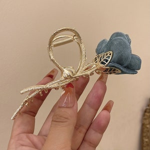 Blue Rose Flower Hair Clawflower Claw Clipflower Hair - Etsy