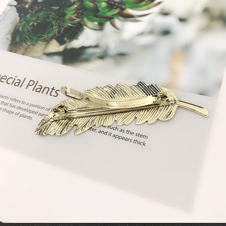 Vintage Metal Feather Spring Hair Clip Metal Leaf Hair Clip - Etsy