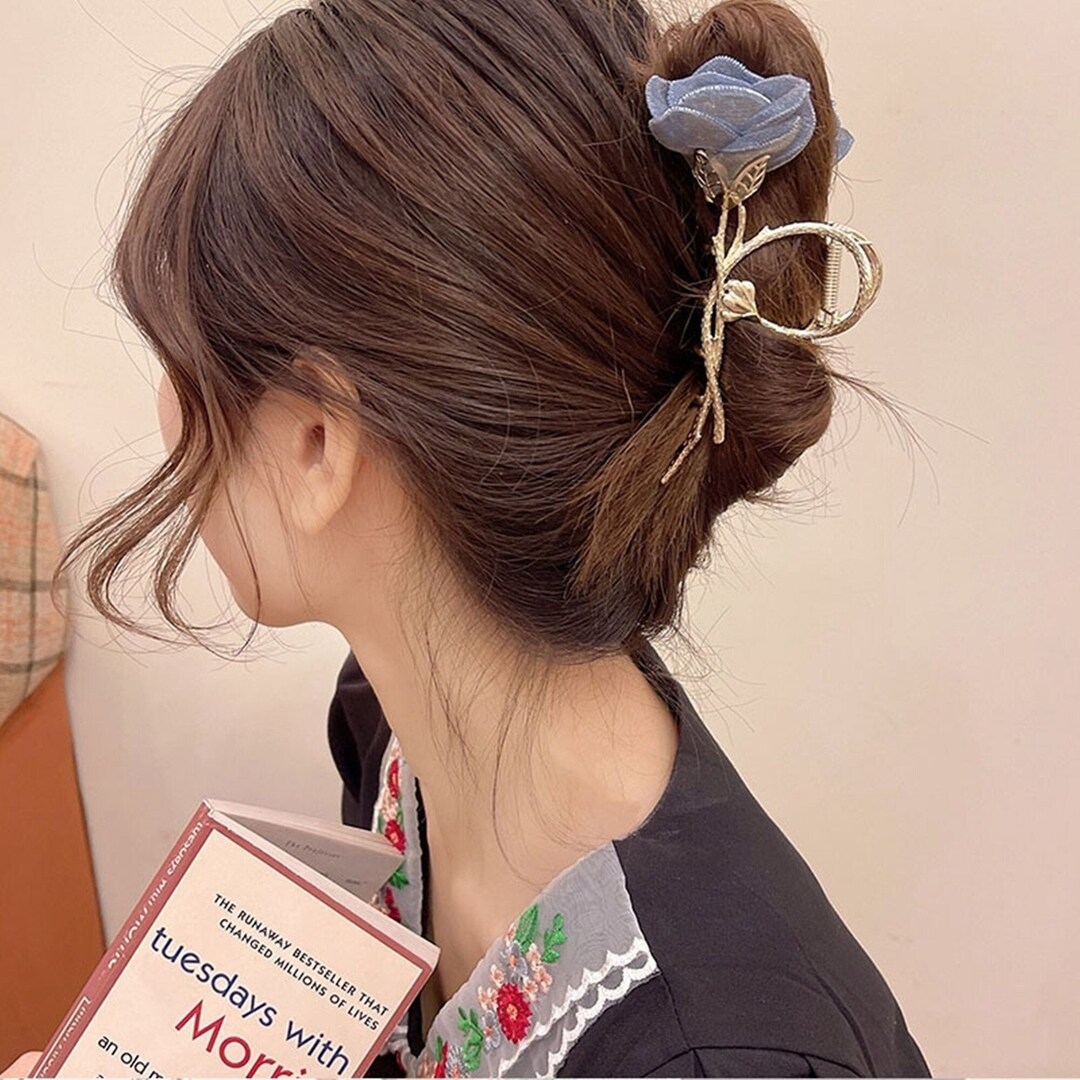Blue Rose Flower Hair Clawflower Claw Clipflower Hair - Etsy