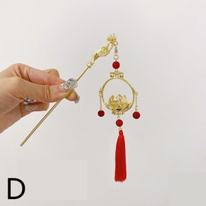Glowing Palace Lantern Hair Stick With Tasselnew Year Metal - Etsy