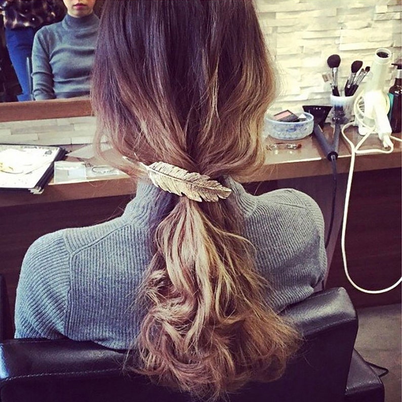 Vintage Metal Feather Spring Hair Clip Metal Leaf Hair Clip - Etsy