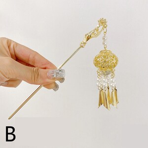 Glowing Palace Lantern Hair Stick With Tasselnew Year Metal - Etsy