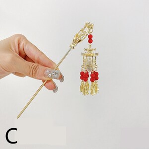 Glowing Palace Lantern Hair Stick With Tasselnew Year Metal - Etsy