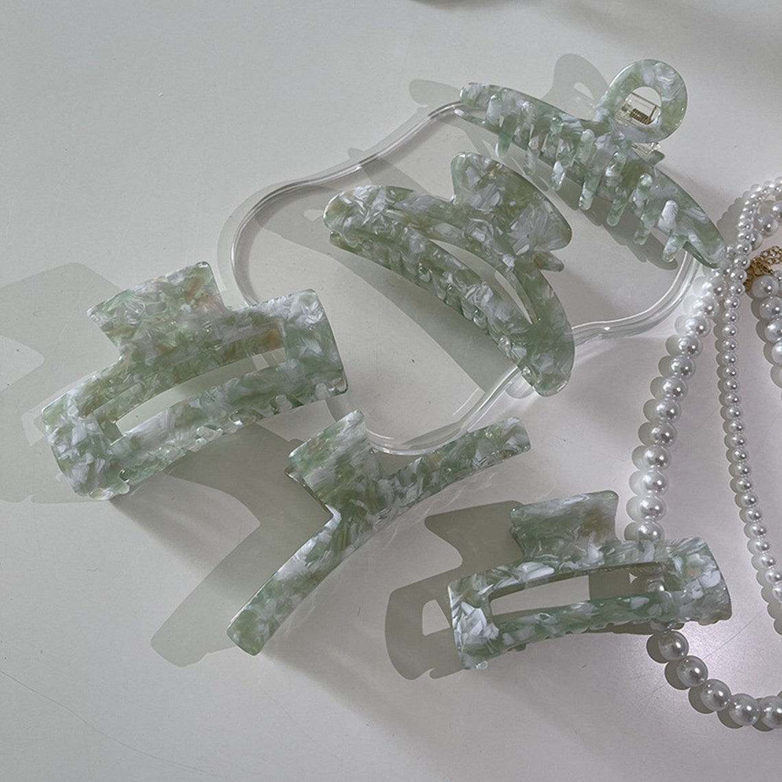 Green Acetic Acid Hair Claw Clip Marble Hair Claw Tortoise - Etsy