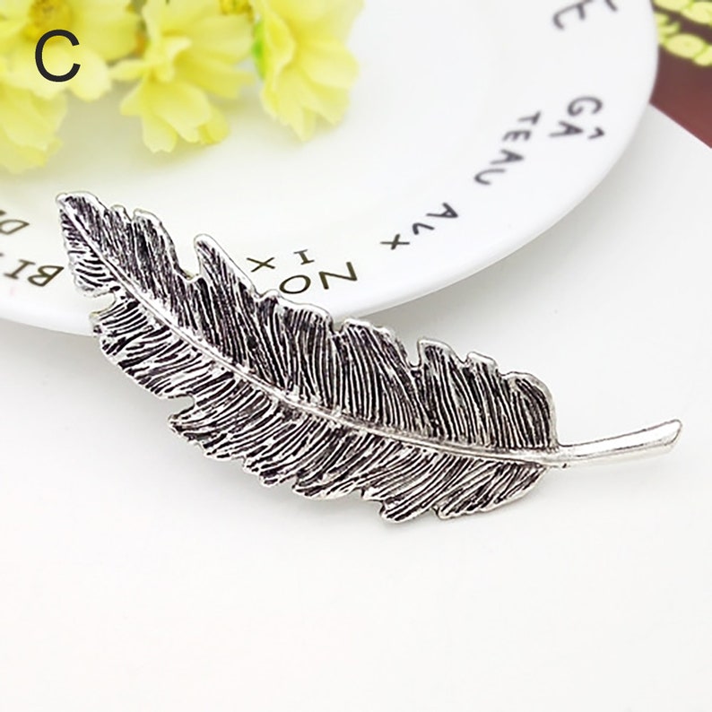 Vintage Metal Feather Spring Hair Clip Metal Leaf Hair Clip - Etsy