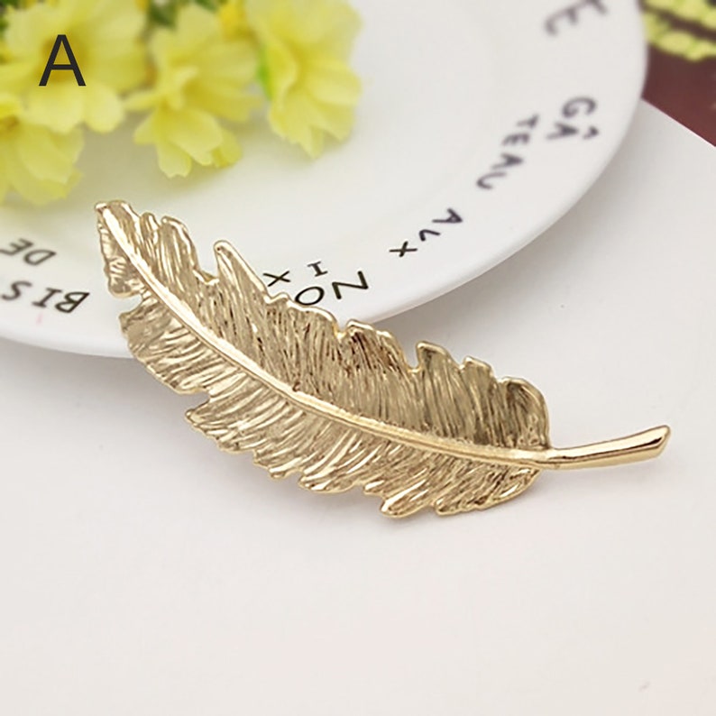 Vintage Metal Feather Spring Hair Clip Metal Leaf Hair Clip - Etsy
