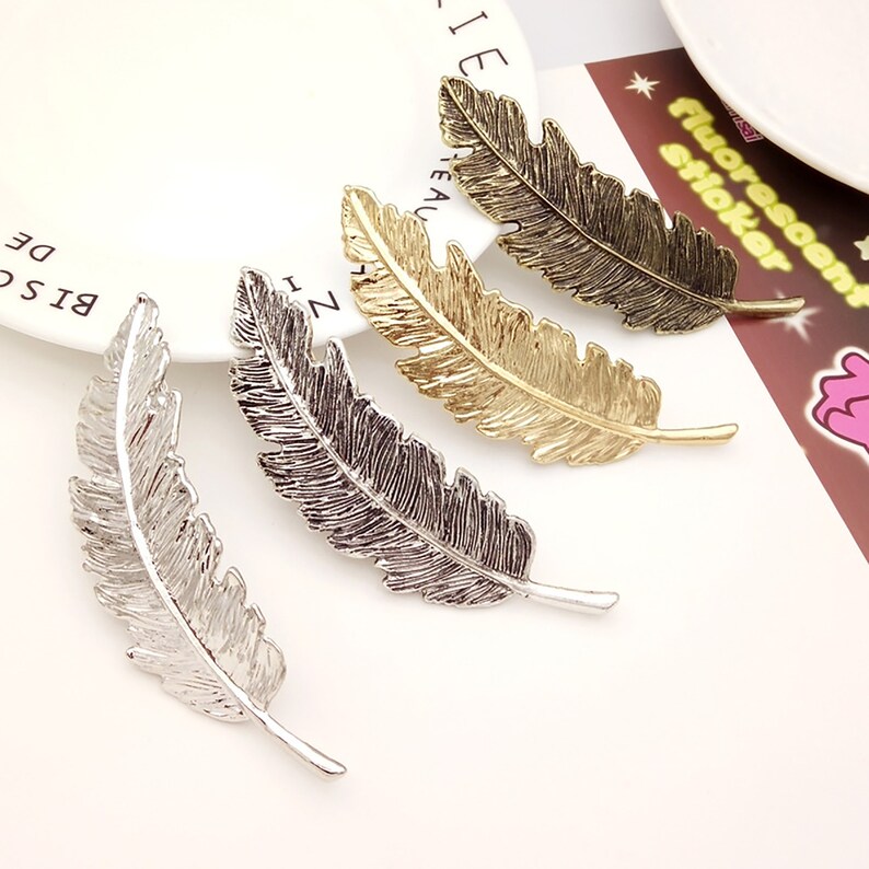 Vintage Metal Feather Spring Hair Clip Metal Leaf Hair Clip - Etsy