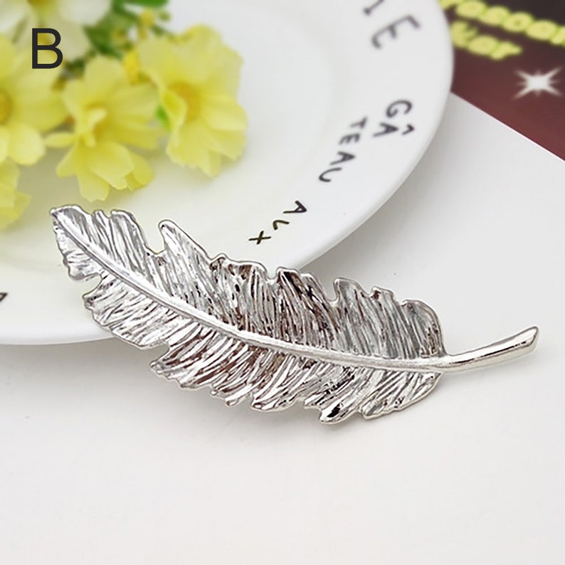 Vintage Metal Feather Spring Hair Clip Metal Leaf Hair Clip - Etsy