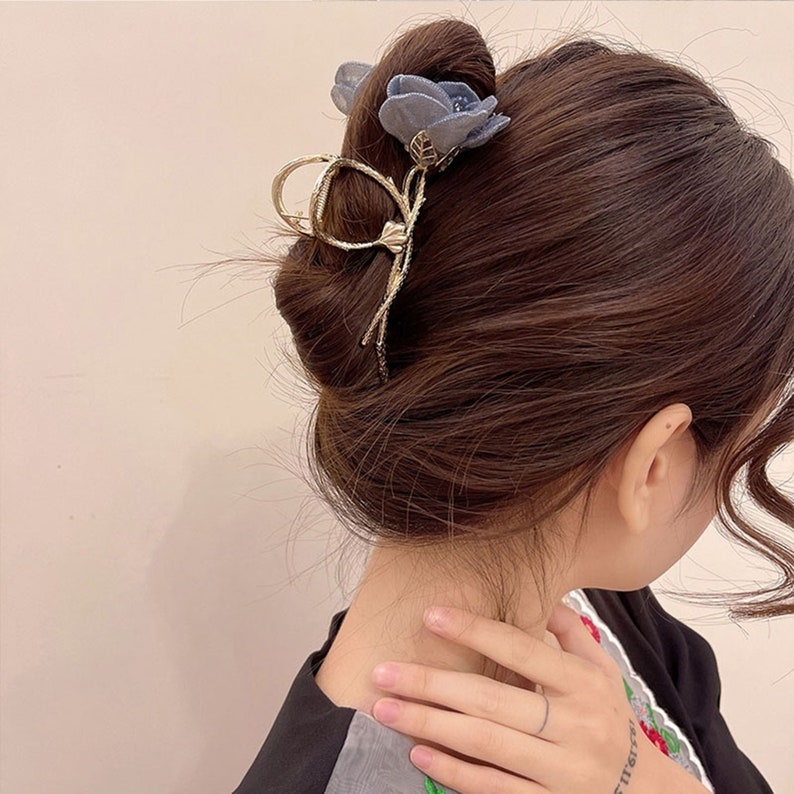 Blue Rose Flower Hair Clawflower Claw Clipflower Hair - Etsy